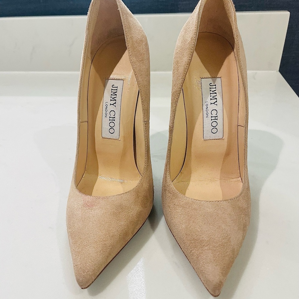 Jimmy Choo Anouk Suede Tan Pumps - Gem